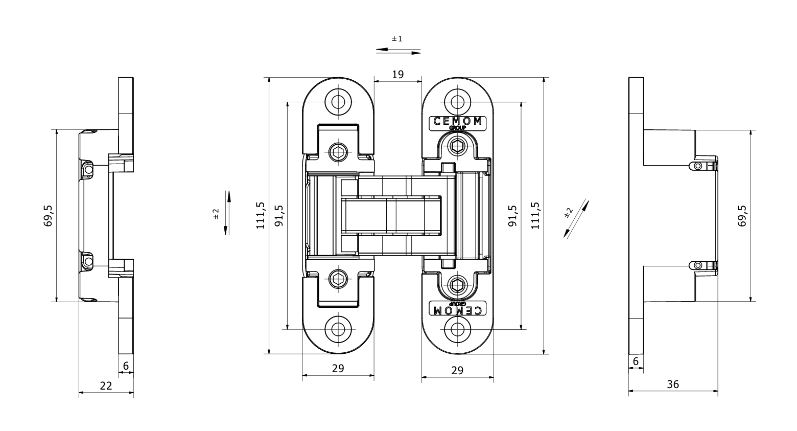 Zawias Uniwersalny do Drzwi Bezprzylgowych Polsoft Estetic 80 | Chrom ...